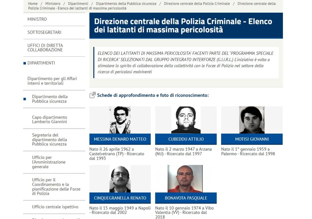 Chi sono i criminali più pericolosi ancora da catturare Agenzia di ...